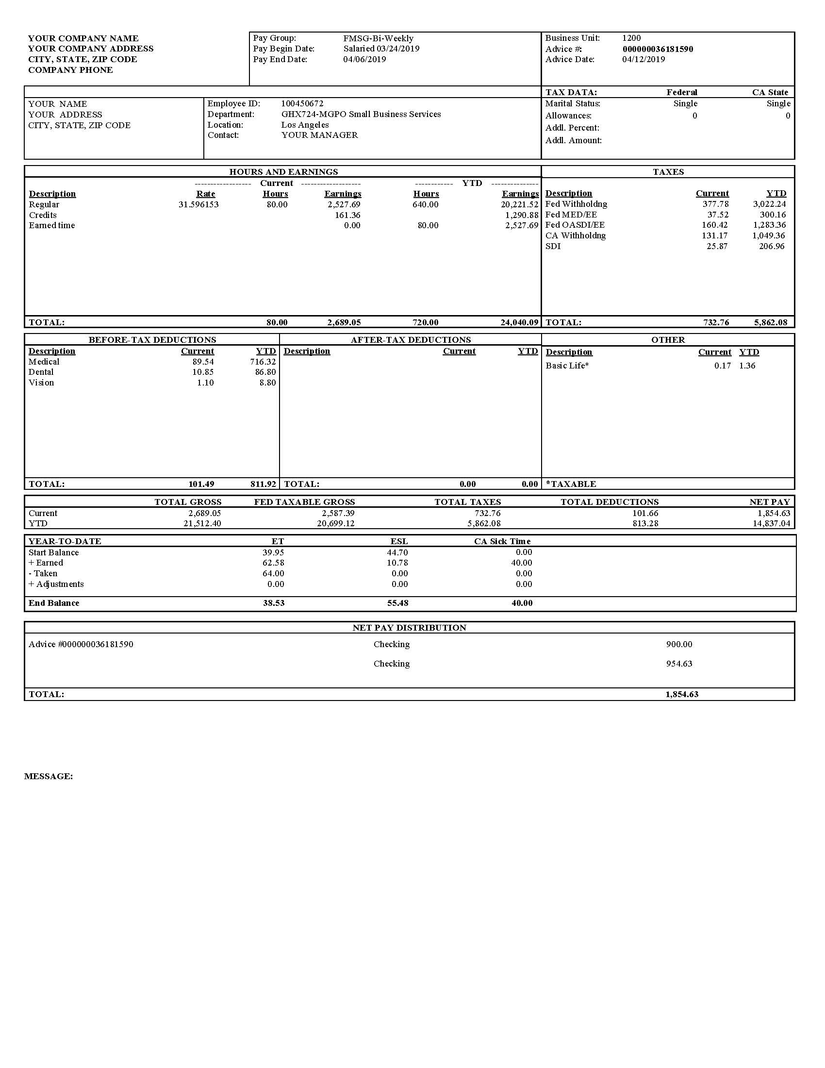 Paycheck Stubs, Employment Verification, & Proof of Income, for small ...
